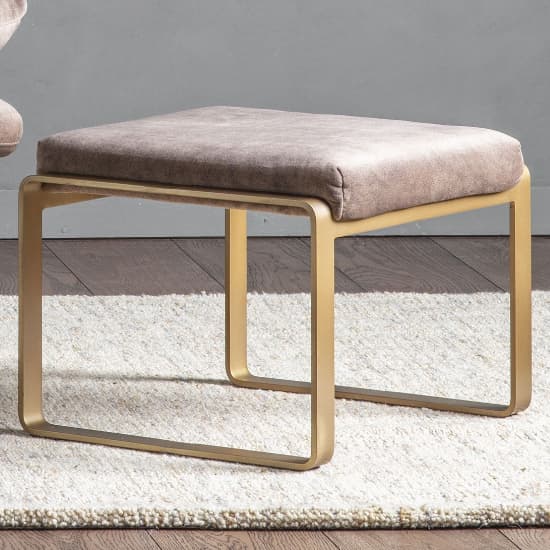 Fabian Velvet Footstool With Metal Frame In Mineral | Furniture in Fashion