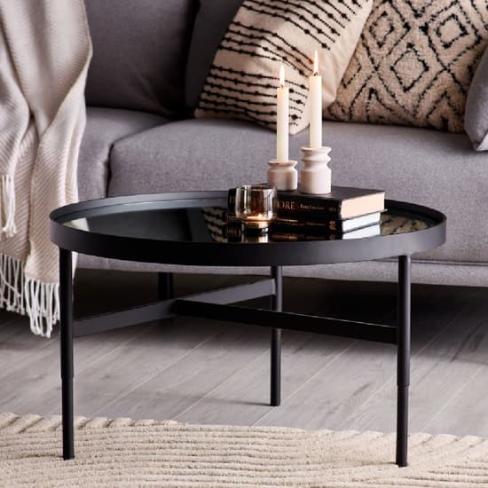 Fallon Clear Glass Coffee Table With Black Metal Frame | Furniture in ...