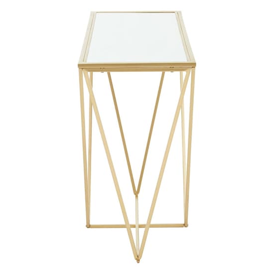 Farota Mirrored Glass Console Table With Gold Triangular Frame ...