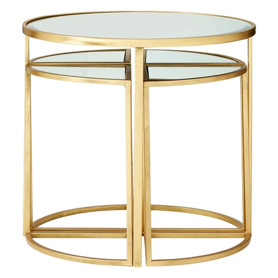 Farota Set Of 5 Mirrored Top Side Tables With Gold Frame | Furniture in ...