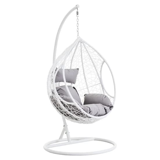 Gazit Outdoor Single Hanging Chair With Cut Out Sides In White ...