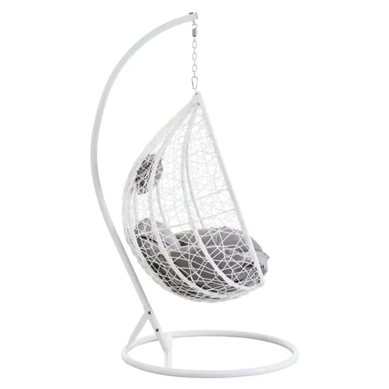 Gazit Outdoor Single Hanging Chair With Round Base In White | Furniture ...