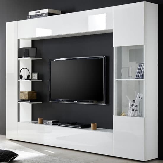 Halcyon Large Entertainment Unit In White High Gloss | Furniture in Fashion