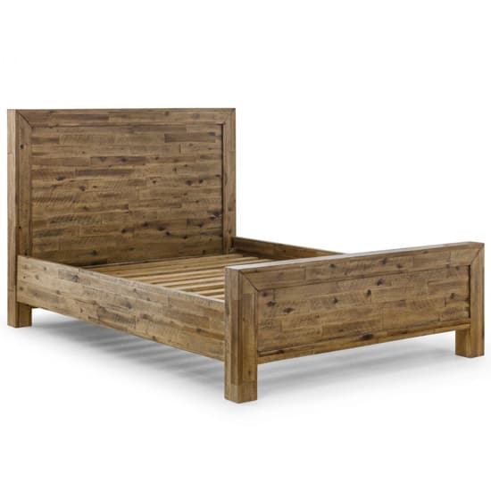 Hania Wooden Double Bed In Rustic Oak | Furniture in Fashion