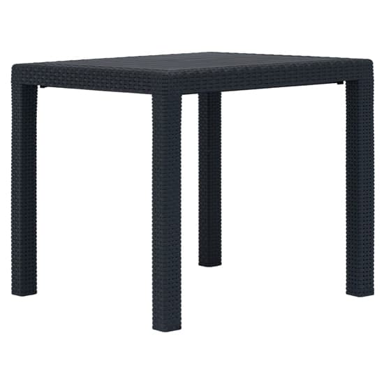 Ijaya Square Plastic Rattan Garden Dining Table In Anthracite ...