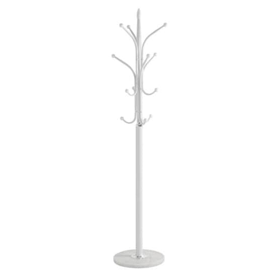Imperia Metal Coat Stand With Marble Base In White | Furniture in Fashion