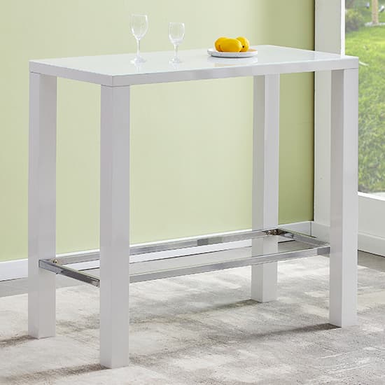 Jam Rectangular Glass White Bar Table 4 Ripple Grey Stools | Furniture ...