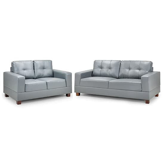 Jerri Faux Leather 3+2 Seater Sofa Set In Light Grey | Furniture in Fashion
