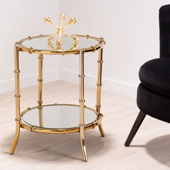 Kensick Round Mirrored Glass Side Table With Gold Frame | Furniture in ...
