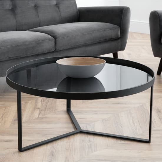 Lamis Smoked Glass Coffee Table With Black Metal Frame | Furniture in ...