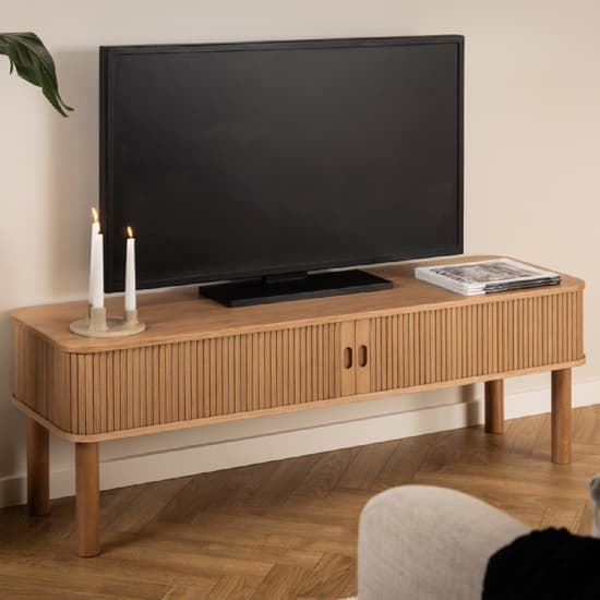 Lampe Wooden TV Stand With Sliding Doors In Oak | Furniture in Fashion