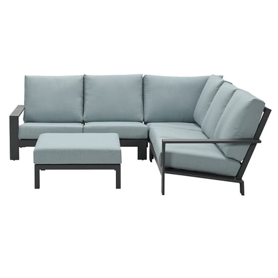 Largs Fabric Corner Lounge Set With Footstool In Mint Grey | Furniture ...