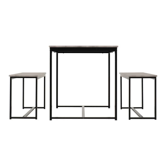 Logan Wooden Dining Table With 2 Dining Benches In Stone Effect ...