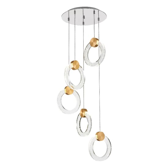 Linton 5 Light Glass Shade Pendant Light In Chrome And Gold | Furniture ...