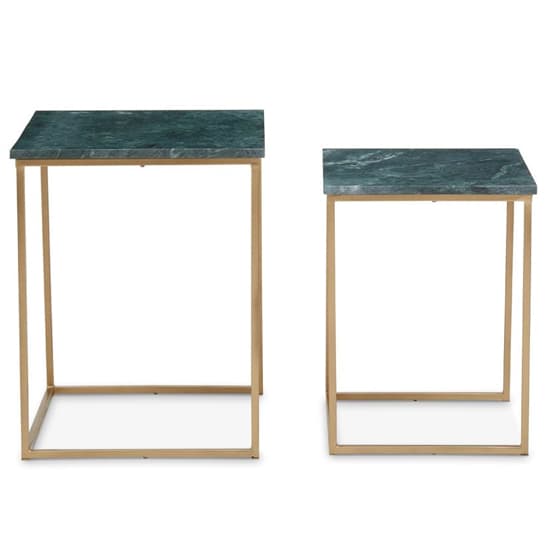 Mania Square Green Marble Top Nest Of 2 Tables With Gold Frame ...