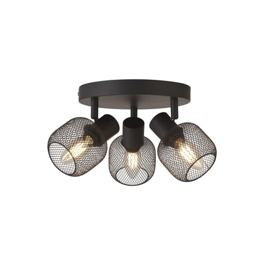Meshy 3 Light Cage Spotlight Round In Black | Furniture in Fashion