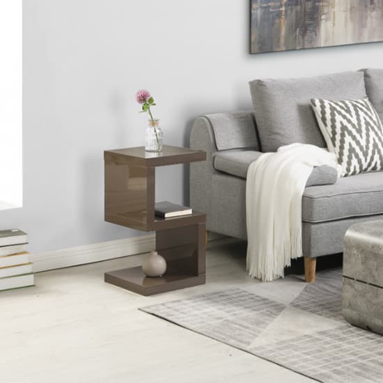Miami High Gloss S Shape Design Side Table In Stone | Furniture in Fashion