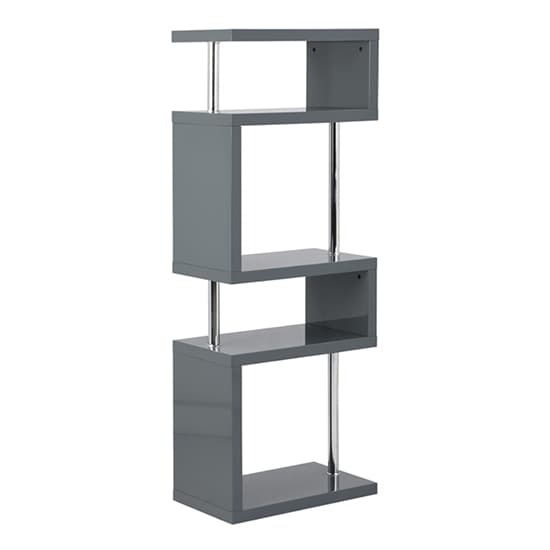 Miami High Gloss Slim Shelving Unit In Grey | Furniture in Fashion