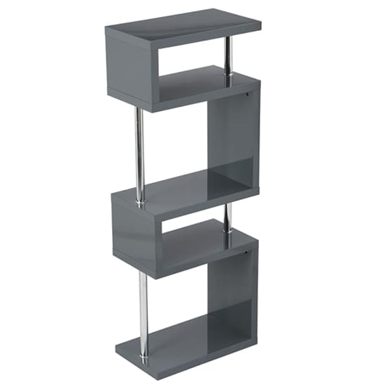 Miami High Gloss Slim Shelving Unit In Grey | Furniture in Fashion