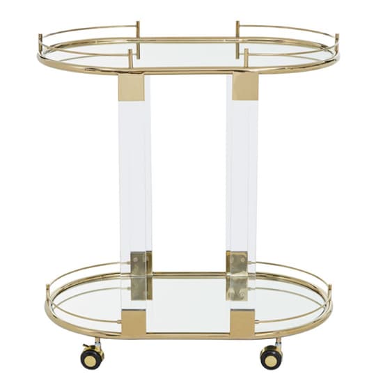Orizone Oval Clear Glass Top Drinks Trolley With Gold Frame | Furniture ...