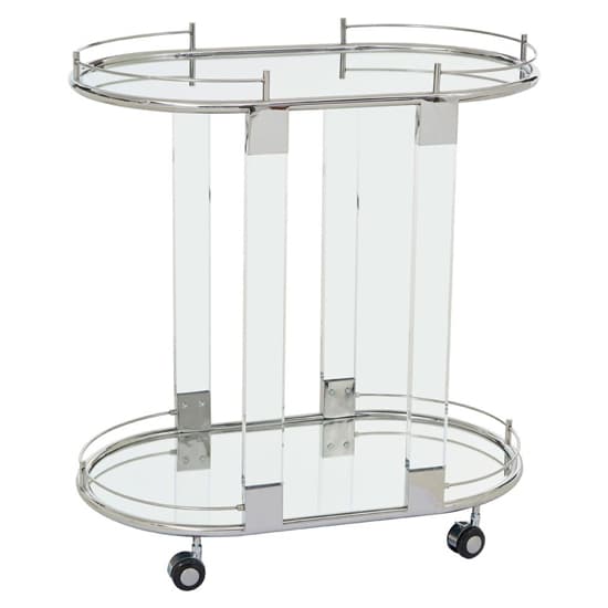 Orizone Oval Clear Glass Top Drinks Trolley With Silver Frame ...