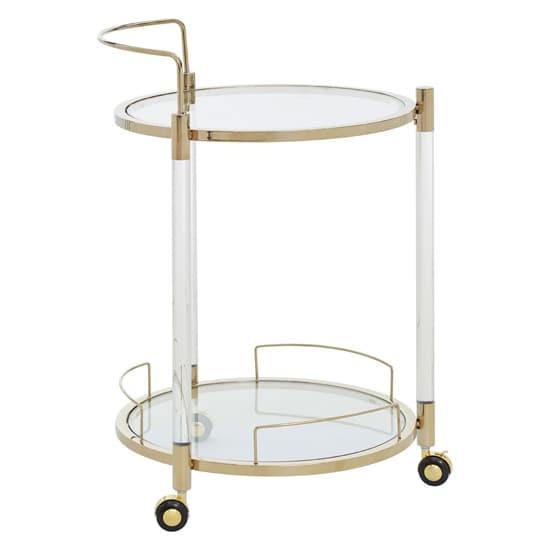 Orizone Round Clear Glass Top Drinks Trolley With Gold Frame ...