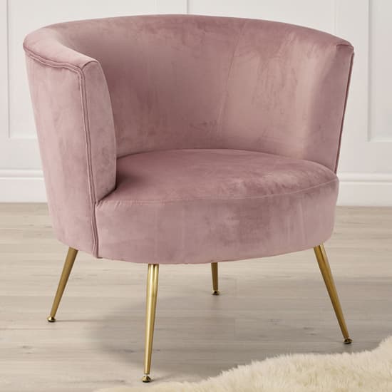 Phobia Velvet Tub Chair With Gold Metal Legs In Pink | Furniture in Fashion