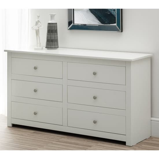 Raddix Wide Chest Of Drawers In Surf White With 6 Drawers | Furniture ...