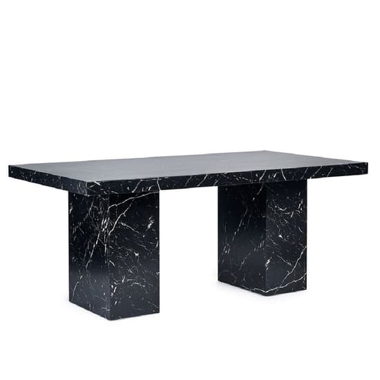 Rama Wooden Dining Table In Black Marble Effect | Furniture in Fashion