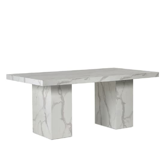 Rama Wooden Dining Table In White Marble Effect | Furniture in Fashion