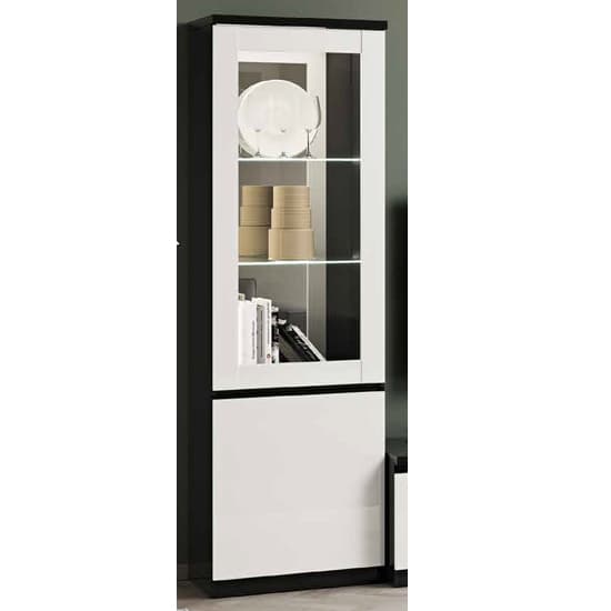 Regal High Gloss Display Cabinet 1 Door In White Black And LED ...