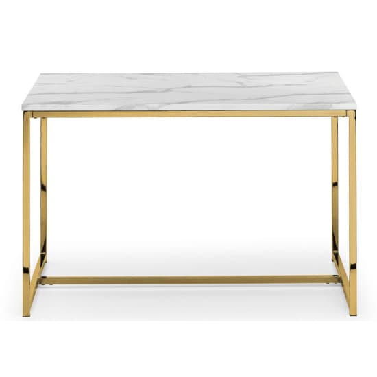 Sable Wooden Dining Table In White Marble Effect With Gold Legs ...