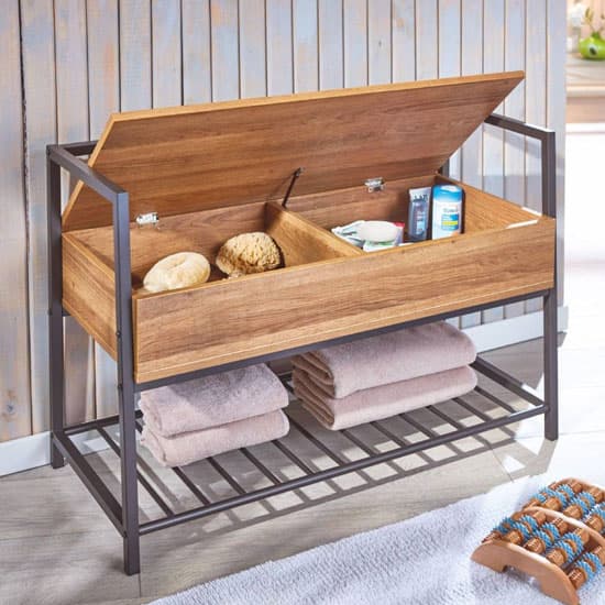 Shoeplace Wooden Shoe Bench In Natural Oak With Metal Frame | Furniture ...