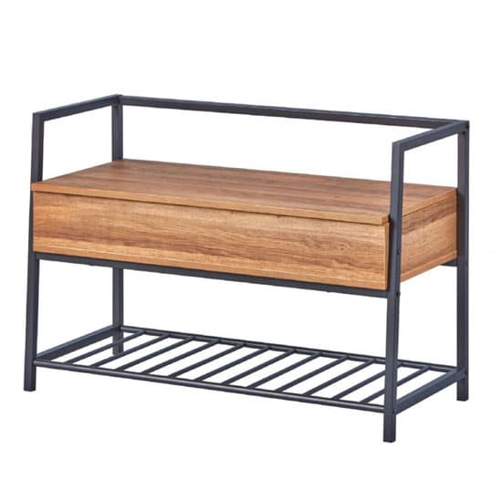 Shoeplace Wooden Shoe Bench In Natural Oak With Metal Frame | Furniture ...