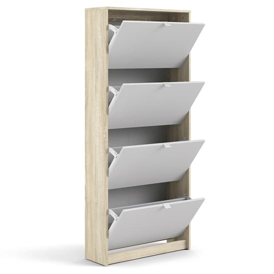 Shovy Wooden Shoe Cabinet In White Oak With 4 Doors 2 Layers ...