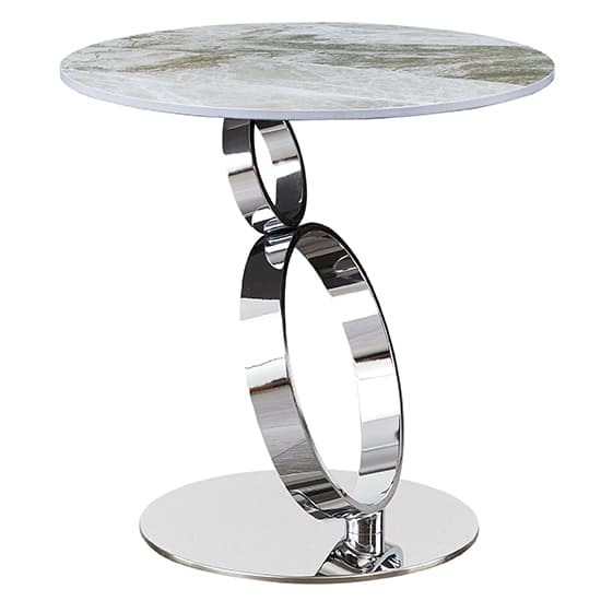 Slinfold Round Ceramic Top Side Table In Light Grey | Furniture in Fashion