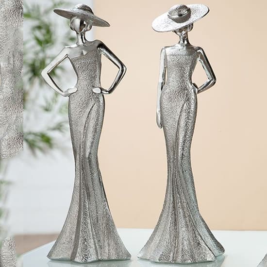 Terrell Polyresin Lady Diva Hands In Hip Sculpture In Silver ...