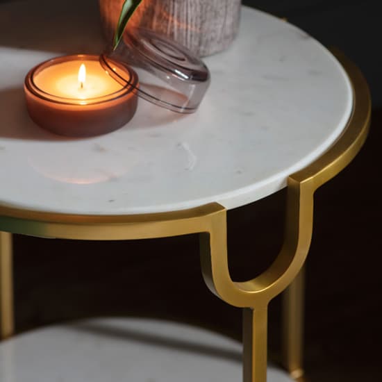 Tombstone White Marble Side Table With Gold Metal Frame | Furniture in ...