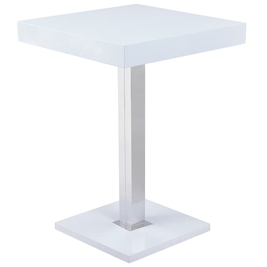 Topaz High Gloss Bar Table Square In White | Furniture in Fashion