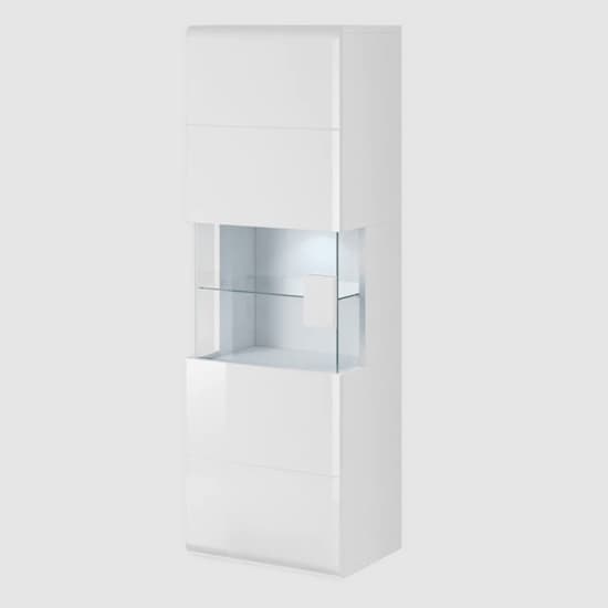Torino High Gloss Display Cabinet Wall In White With LED | Furniture in ...