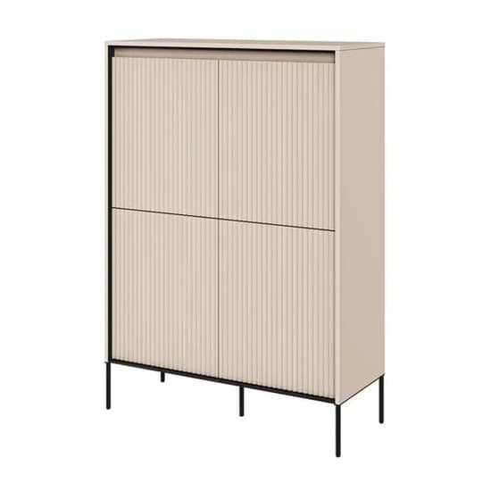 Trier Wooden Highboard With 4 Doors In Beige | Furniture in Fashion
