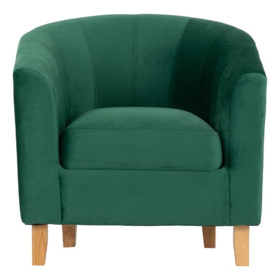 Trinkal Velvet Tub Chair In Emerald Green With Wooden Legs | Furniture ...