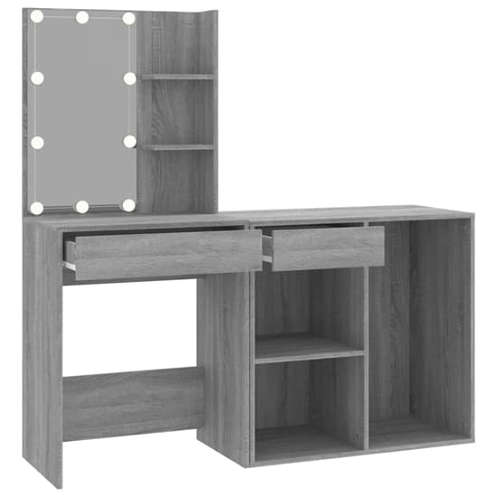 Vachel Wooden Dressing Table In Grey Sonoma Oak With LED Lights ...