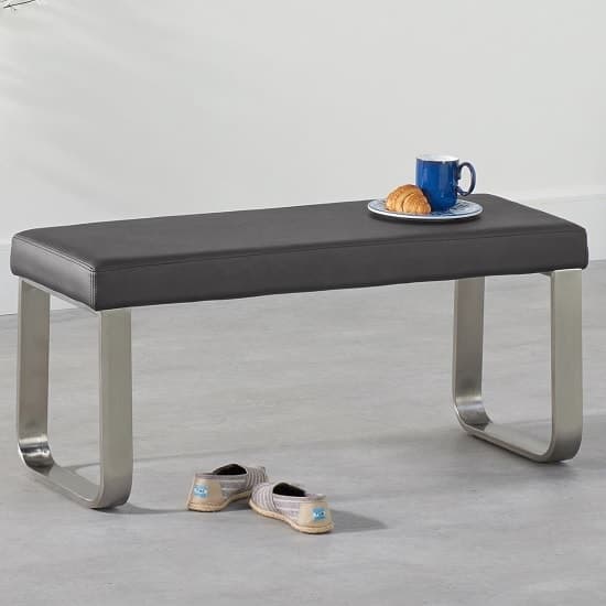 Carino Small Faux Leather Dining Bench In Grey | Furniture in Fashion