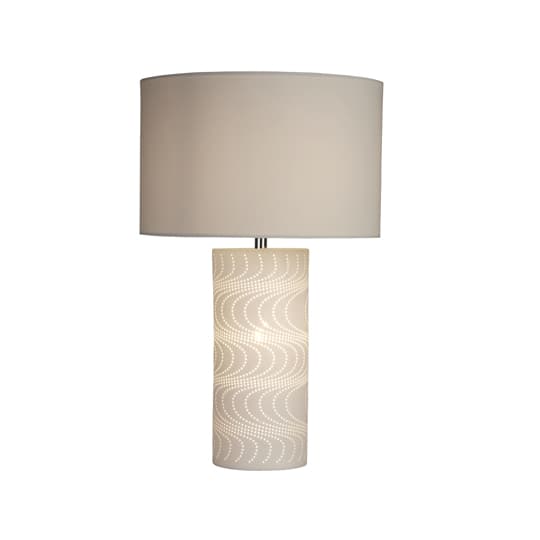 Wave Pattern Ceramic 2 Lights Table Lamp In White | Furniture in Fashion