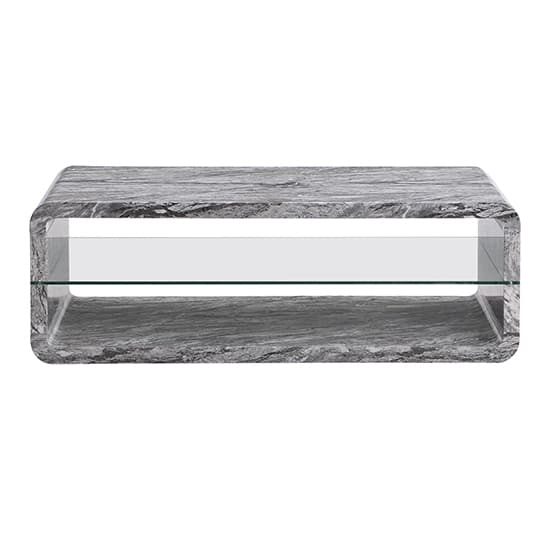 Xono High Gloss Coffee Table With Shelf In Melange Marble Effect ...