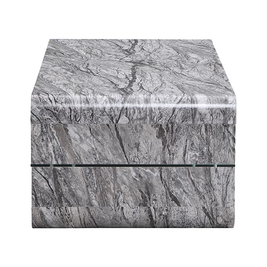Xono High Gloss Coffee Table With Shelf In Melange Marble Effect ...