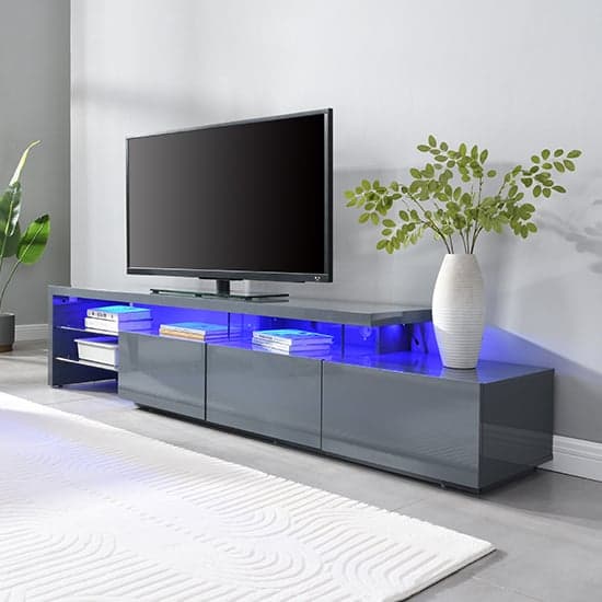 Grey gloss tv stand with led lights store