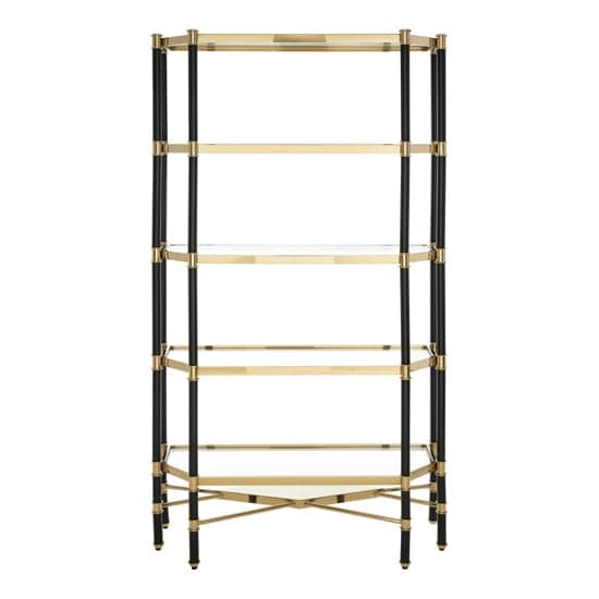 Black and gold shelving unit store