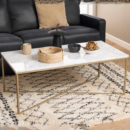White marble brass coffee table store